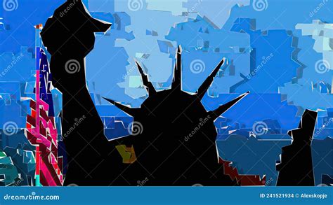 New York Statue Of Liberty In A Pop Art Style Layout Stock Illustration