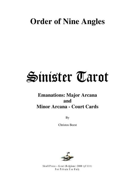 Sinister Tarot By Christos Beest Christos Beest Richard Mould Free Download Borrow And