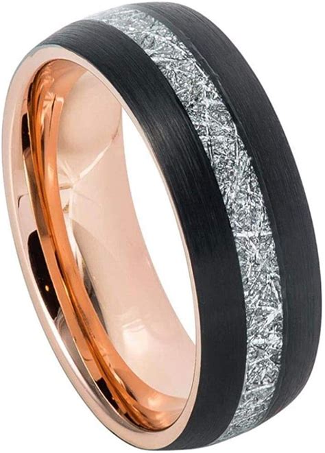 8mm Tungsten Carbide Semi Domed Rose Gold Ip Plated Inside Wedding Band