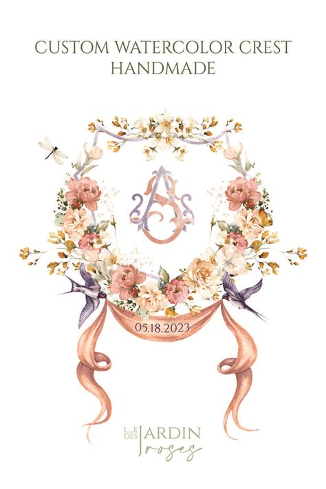 Custom Hand Painted Watercolor Crest Wedding Crest Event Stationery