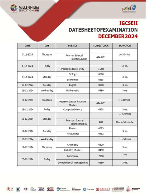 Date Sheet Igcse Ii December 2024 New Edited Pdf