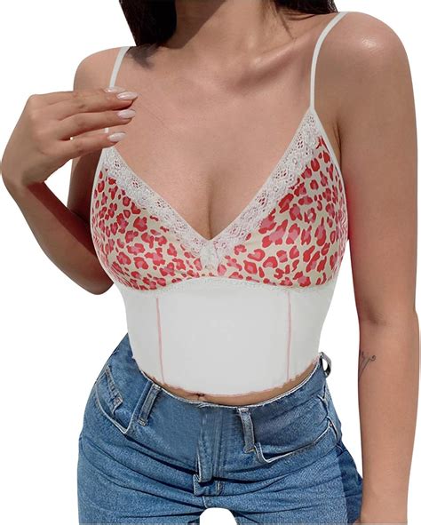 Oberteile Damen Ärmellos Spitze Crop Tank Top Y2k Bauchfreie Cami Tops
