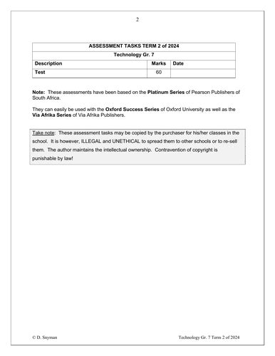 Technology Gr 7 Assessment Task 2024 Term 2 Hb Trained