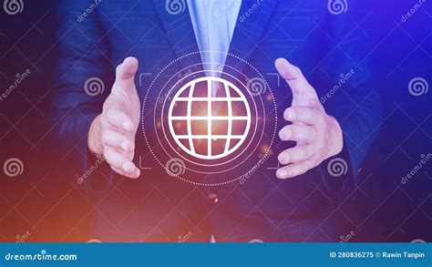 Businessman Holding Global Network Connection Big Data Analytics And Business Intelligence