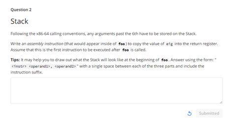 solved following the x86 64 calling conventions any
