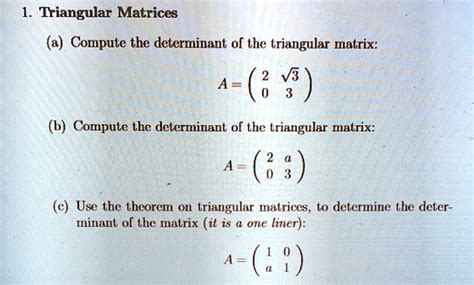 1 Triangular Matrices A Compute The Determinant Of The Triangular