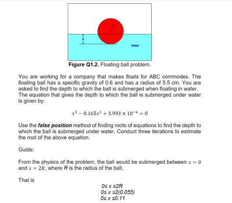 Solved R Water Figure Q12 Floating Ball Problem You Are