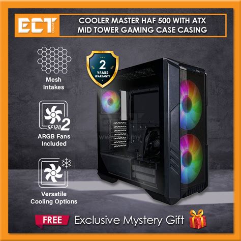 Cooler Master HAF 500 with ATX Mid Tower Gaming Case Casing (Black / White)