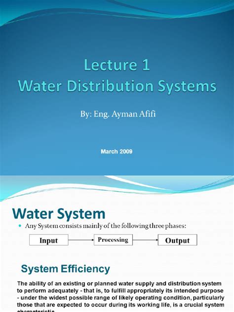 Lecture 1 Water Distribution Systems Ppt Download Pdf