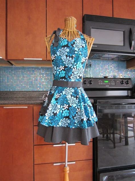 Flirty Apron Womens Apron Turquoise Apron Layered Apron Etsy Flirty