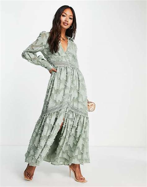 Asos Design Maxi Hemdkleid In Khaki Mit Knopfleiste Und Einsätzen Aus