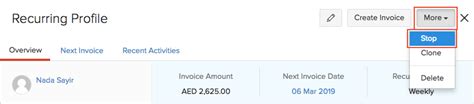 recurring invoice workflow help zoho books