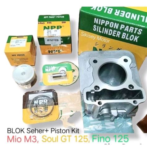 Jual BLOK SEHER KIT KOMPLIT DAN PISTON KIT MIO M3 MIO S FREEGO FINO 125