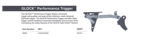 Glock Factory Performance Trigger Upgrade Flat Faced Trigger