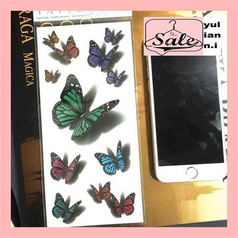 Jual Pkits0 3d Temporary Tattoo Body Art 3d Butterfly Tattoo Tato