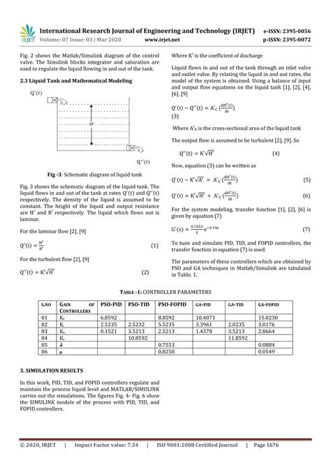 Irjet Liquid Level Control Strategy Using Fractional Order Pid Controller Based On Artificial