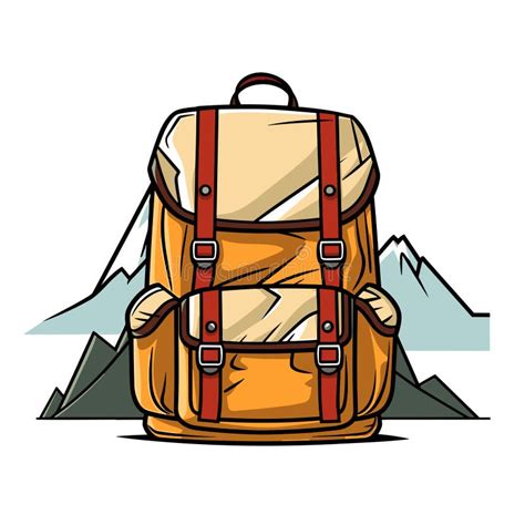 Hiking Backpack Hand Drawn Comic Illustration Hiking Backpack Vector