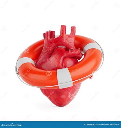 Human Heart Anatomy Internal Organ With Life Buoy 3d Rendering Stock