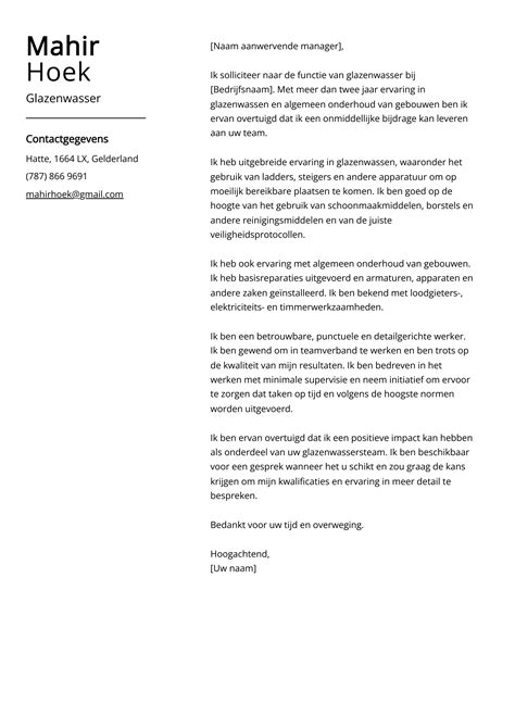 Glazenwasser Begeleidende Brief Voorbeelden And Handleiding