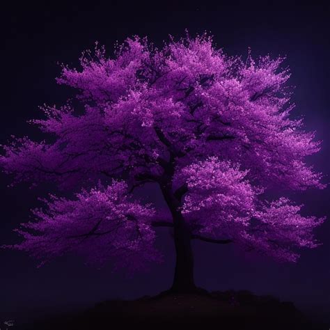 Premium Ai Image Sakura Tree On Dark Background Illustration