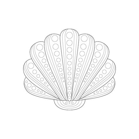 조개 껍질 바다 수중 자연 성인 흑백 Zentangle 색칠 공부 그림 프리미엄 벡터
