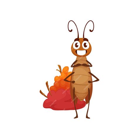 Premium Vector Cartoon Cockroach Character With Cute Face Bug