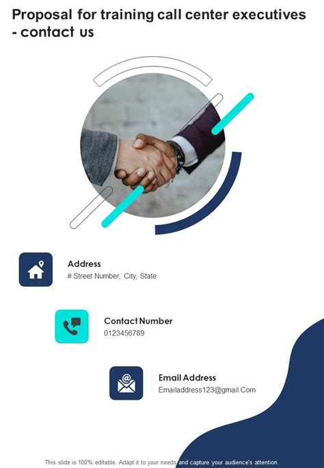 Proposal For Training Call Center Executives Contact Us One Pager Sample Ex