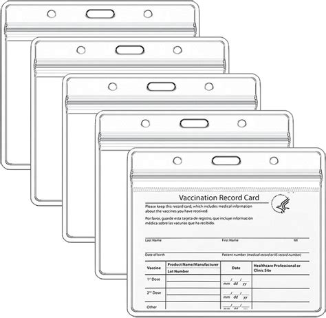 2pack 5 Pack Cdc Vaccination Card Protector 4 X 3 Immunization Record