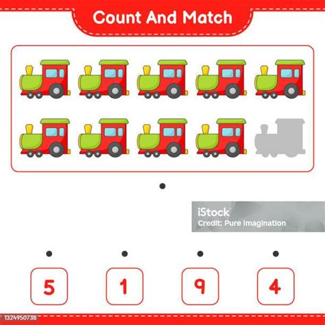 계산 및 일치 기차의 수를 계산하고 올바른 숫자와 일치합니다 교육 어린이 게임 인쇄 워크 시트 벡터 일러스트레이션 0명에 대한 스톡 벡터 아트 및 기타 이미지 Istock