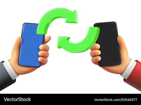 File Transfer Concept With Two Smartphones D Vector Image