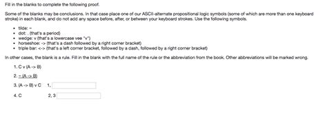 Fill In The Blanks To Complete The Following Proof Chegg