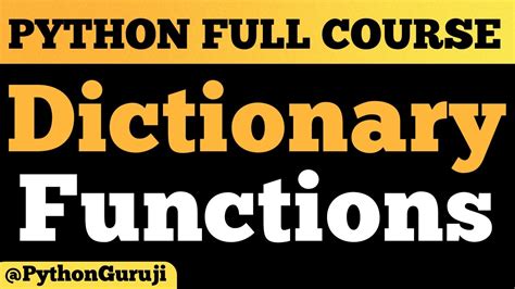 Mastering Dictionary Inbuilt Functions In Python Complete Guide Youtube