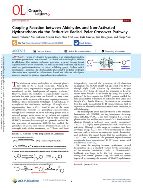 Pdf Coupling Reaction Between Aldehydes And Non Activated