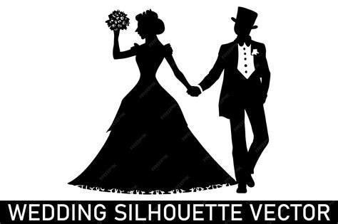 Premium Vector Wedding Couple Silhouette Vector Romantic Wedding