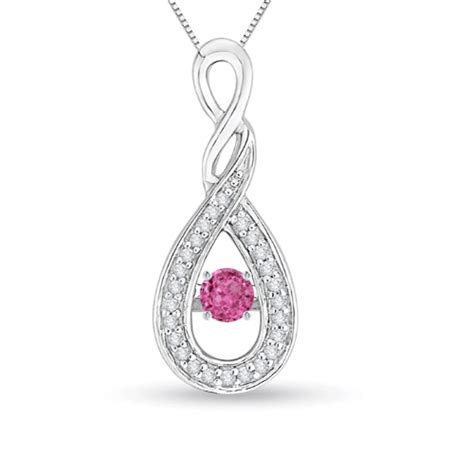 Dancing Pink Sapphire Infinity Loop Pendant With Diamonds Angara