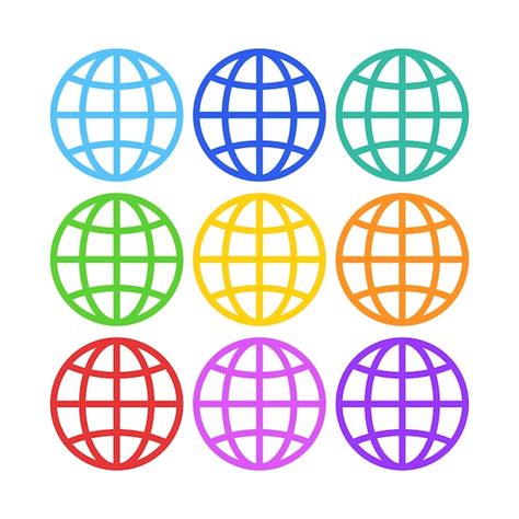 Premium Vector Globe Grid Multiple Colours Set