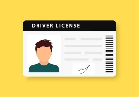 노란색 배경에 남자 사진이 있는 남성 플라스틱 Id 카드 자동차 운전 면허증 프리미엄 벡터