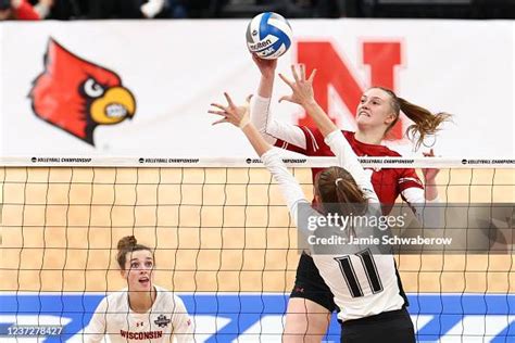 Anna Smrek Of The Wisconsin Badgers Hits The Ball Past Anna Stevenson News Photo Getty Images