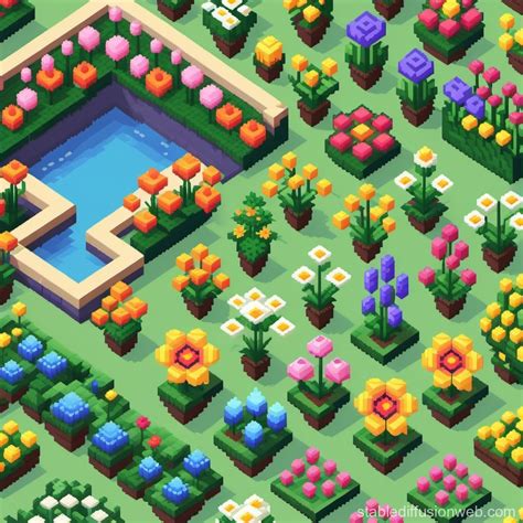A Sprite Sheet Of Isometric Grass With Weird Neon Alien Plants And