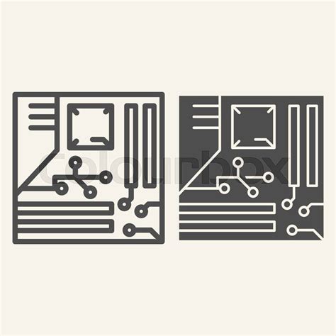 Cpu Line And Glyph Icon Microprocessor Vector Illustration Colourbox