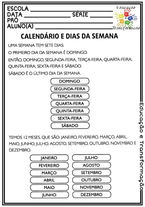 Atividade Dias Da Semana Fdplearn
