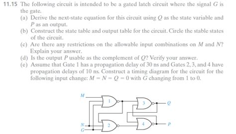 11 15 The Following Circuit Is Intended To Be A Gated