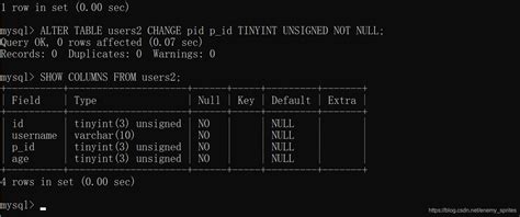 Mysql 修改列定义和更名数据表smallint改ini Csdn博客