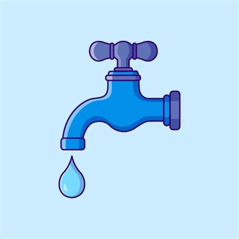 Grifo de agua con gotas de agua vector ilustración plana Vector Premium