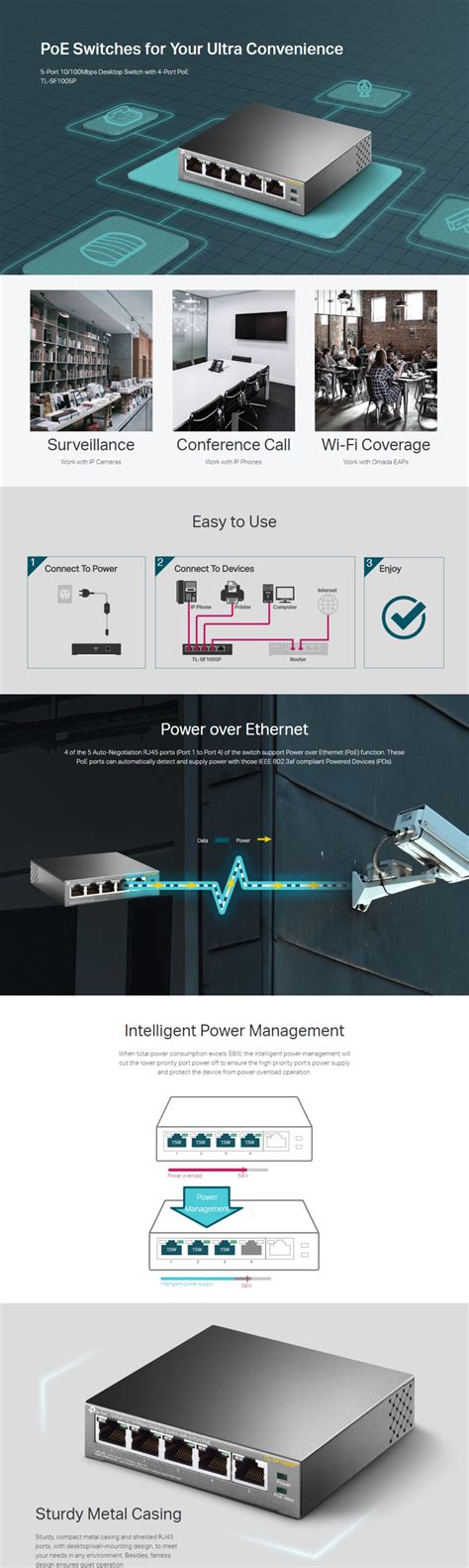 Tp Link Tl Sf1005p 5 Port 10 100mbps Switch With 4 Port Poe CA