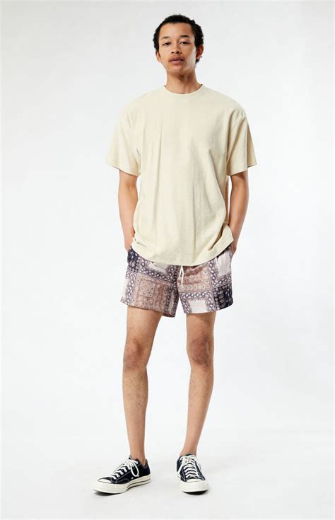 Pacsun Bandana Block 45 Swim Trunks Pacsun