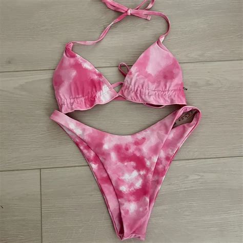 Never Worn Shien Bikini Pink Tie Dye Size Small Depop