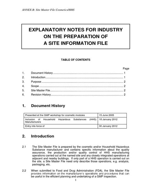 Site Master File Guide For Cosmetics And Hhs Manufacturers Pdf