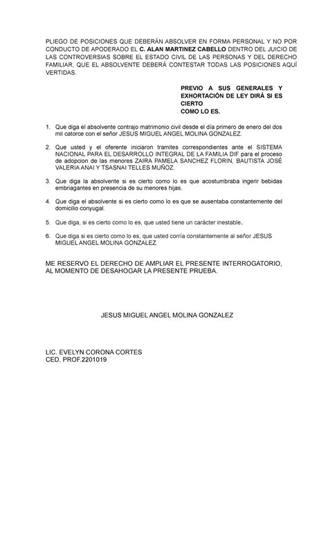 Solicitud De Interrogatorio Anticipado De Parte Y Poder Arquitecto
