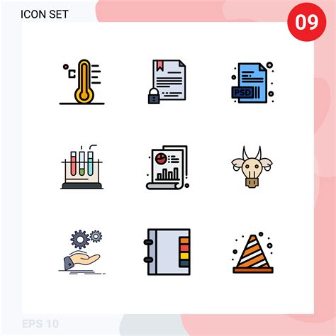 Universal Icon Symbols Group Of 9 Modern Filledline Flat Colors Of